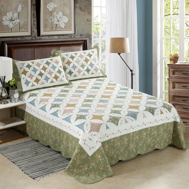 CHAUSUB-Cotton-Bedspread-Quilt-Set-3PCS-Coverlet-on-the-Bed-Quilted-Bed ...