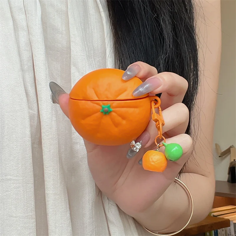 Funny Cute Orange Headphone Cover For Apple Airpods 4 3 2 Pro 2 Gen ...