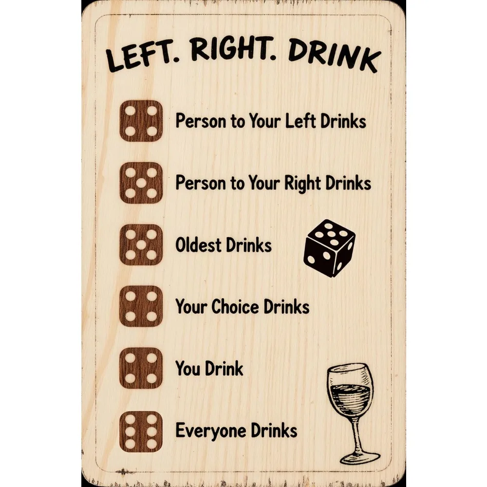 Left Right Drink Game Dice Vintage Metal Tin Signs Party Drinking Retro ...
