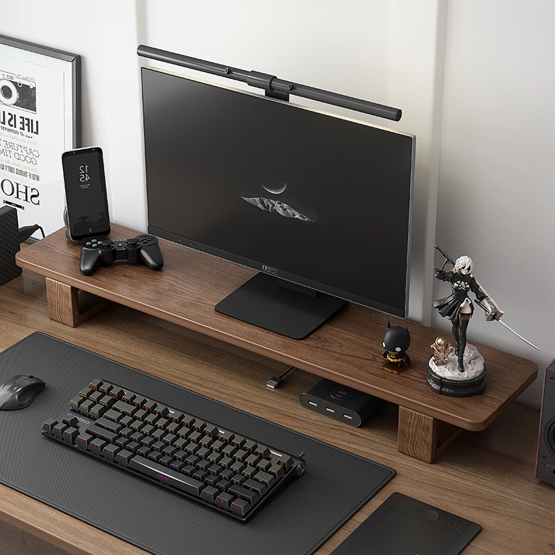 Solid-Wood-Monitor-Elevated-Rack-Desktop-Computer-Screen-Bracket ...