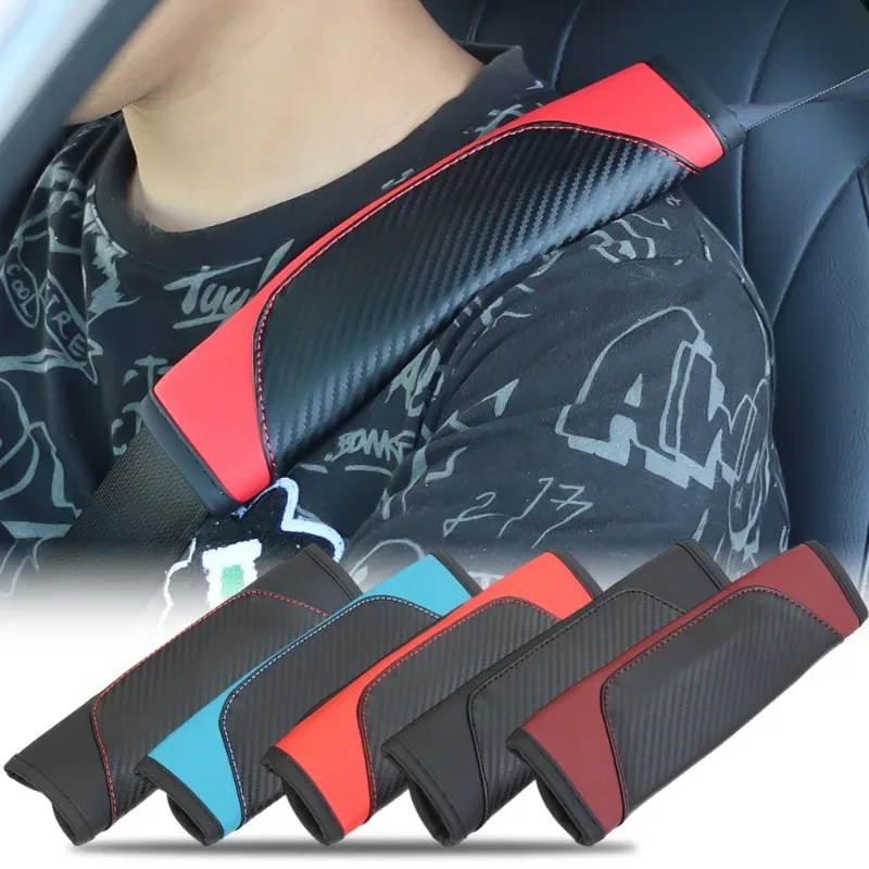 Car-Safety-Belt-Shoulder-Cover-Carbon-Fiber-Leather-Auto-Seat-Belt ...
