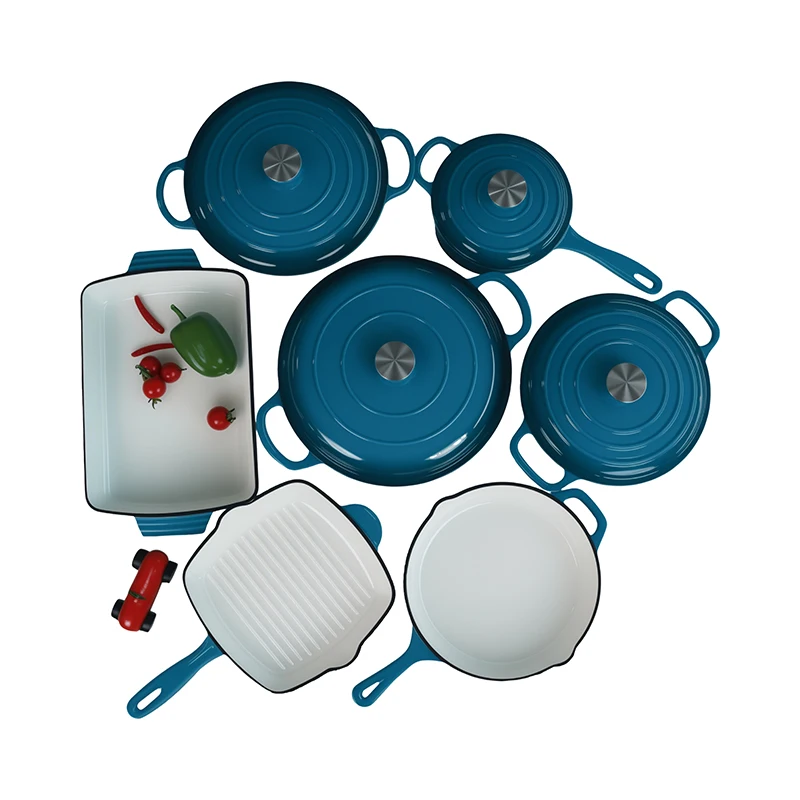 Customized Multi-functional Enamel Cast Iron Cookware Set Non-stick 7 ...