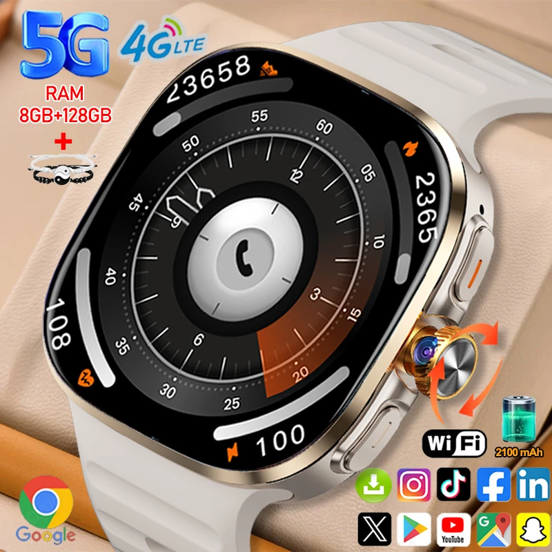 4G/5G SIM Card New Smart Watch 2.40 inch 720*720 AMOLED Screen 8GB ...