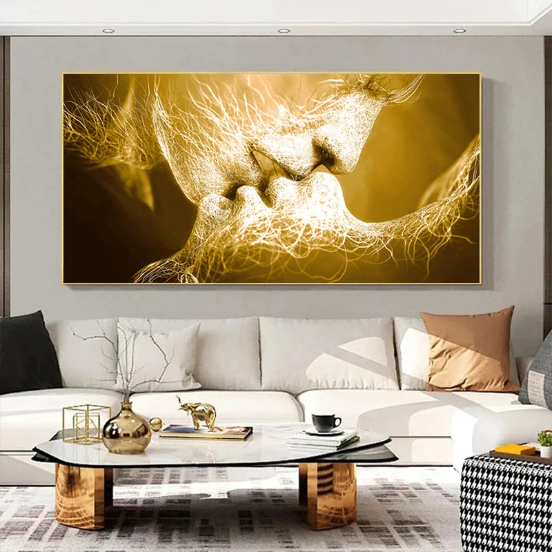 Abstract-Creativity-Artwork-Love-Kiss-Canvas-Painting-Print-Posters-Wall-Art-Pictures-for-Living ...