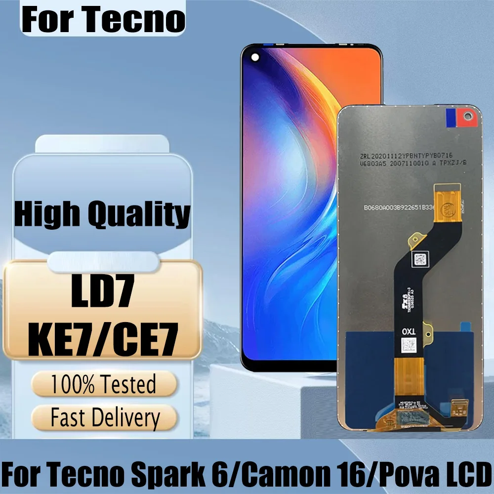 Pantalla LCD de alta calidad para Tecno Spark 6 KE7, montaje de ...