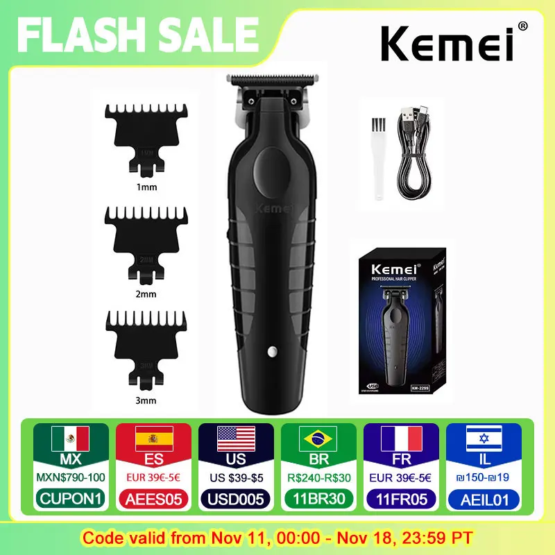 Kemei-2299-Barber-Cordless-Hair-Trimmer-0mm-Zero-Gapped-Carving-Clipper-Detailer-Professional ...