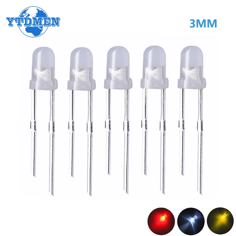 100PCS-3mm-Fog-Diffused-LED-Diode-Light-Emitting-Diodes-Multicolor-Bulb-Electronics-Components ...
