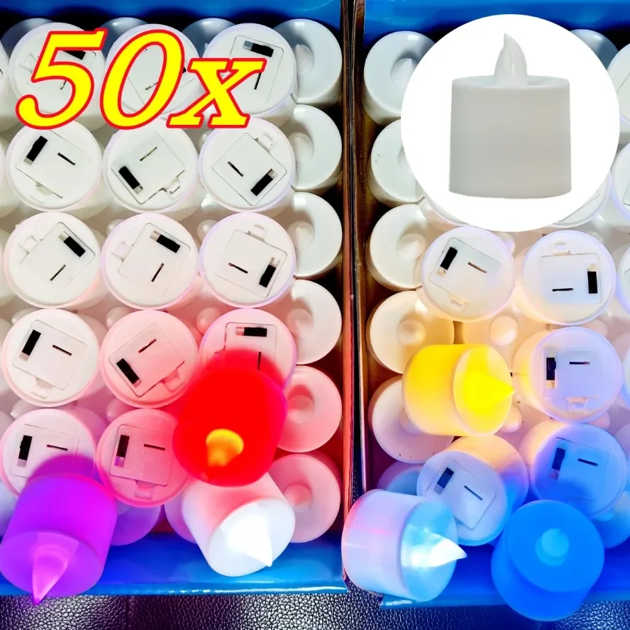 50PCS-1PCS-Colorful-LED-Candle-with-Battery-Tealights-Switch-Candles ...