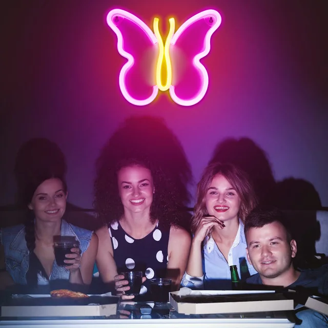 Akkumulátor/Usb Led Neon Világos Fali Dekoráció Pillangó Villám Jel ...