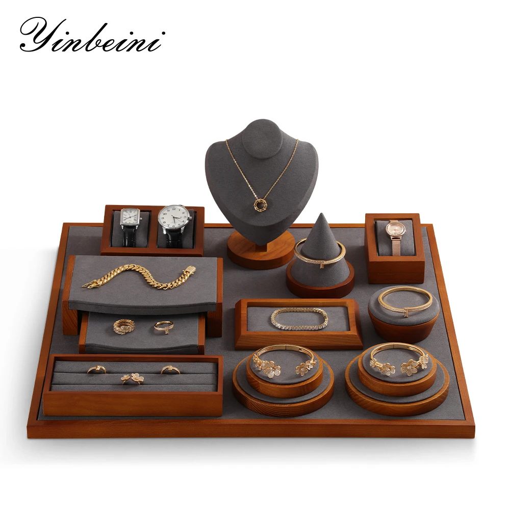 YinBeiNi-Premium-Solid-Wood-Two-color-Mat-Jewelry-Display-Tray-Ring ...