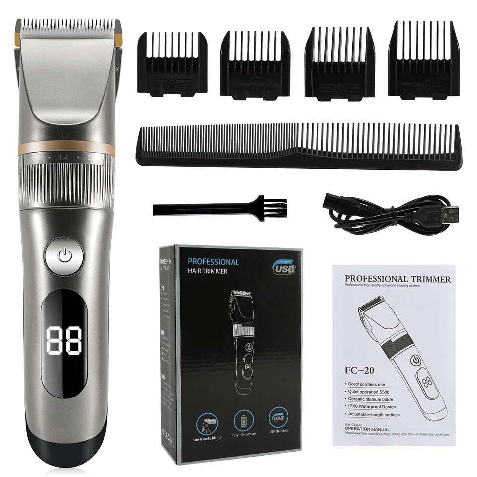 Hair-Clipper-Professional-Electric-Trimmer-For-Men-With-LED-Screen ...