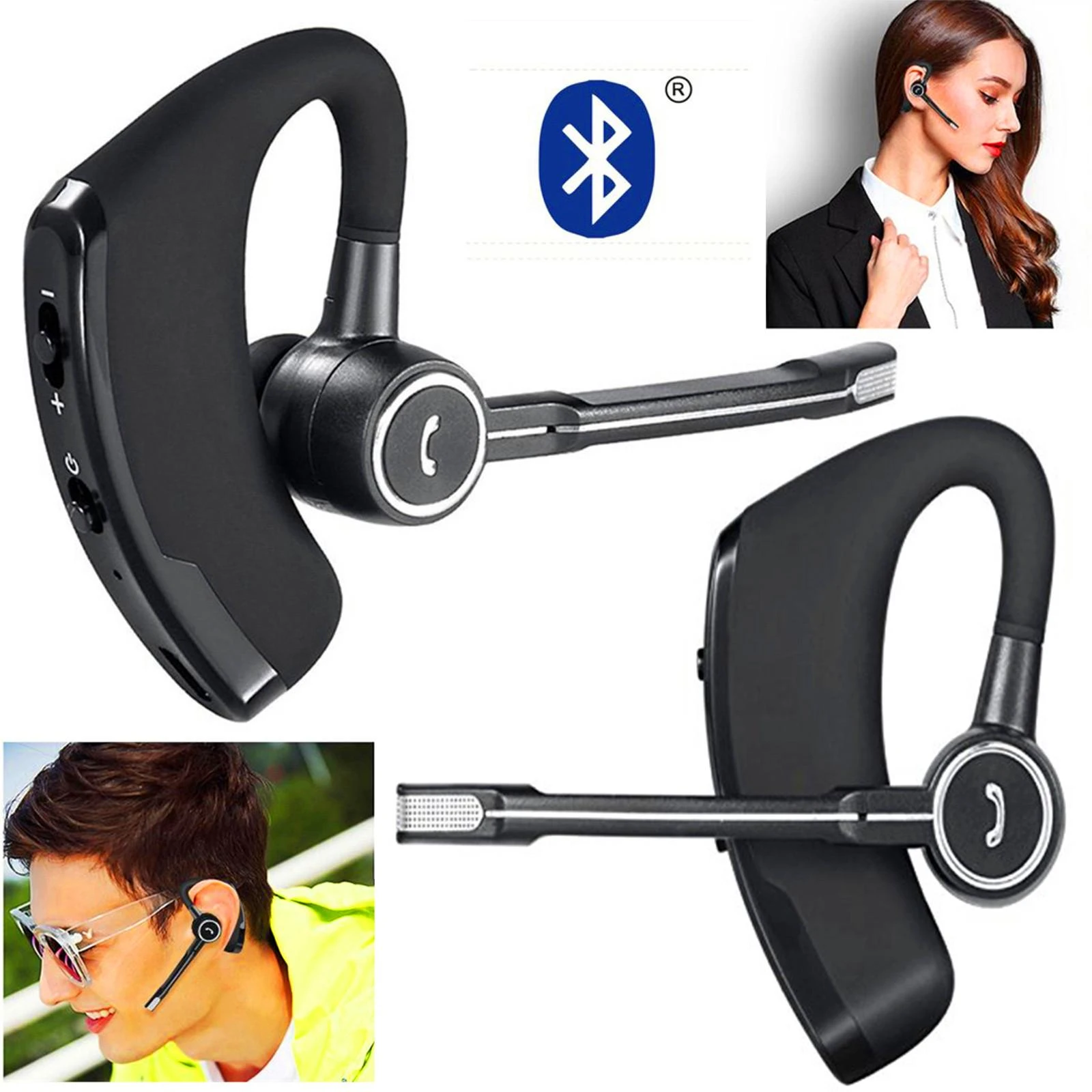 Business Wireless Headset Handsfree Earphones For Both Right Left Ear ...