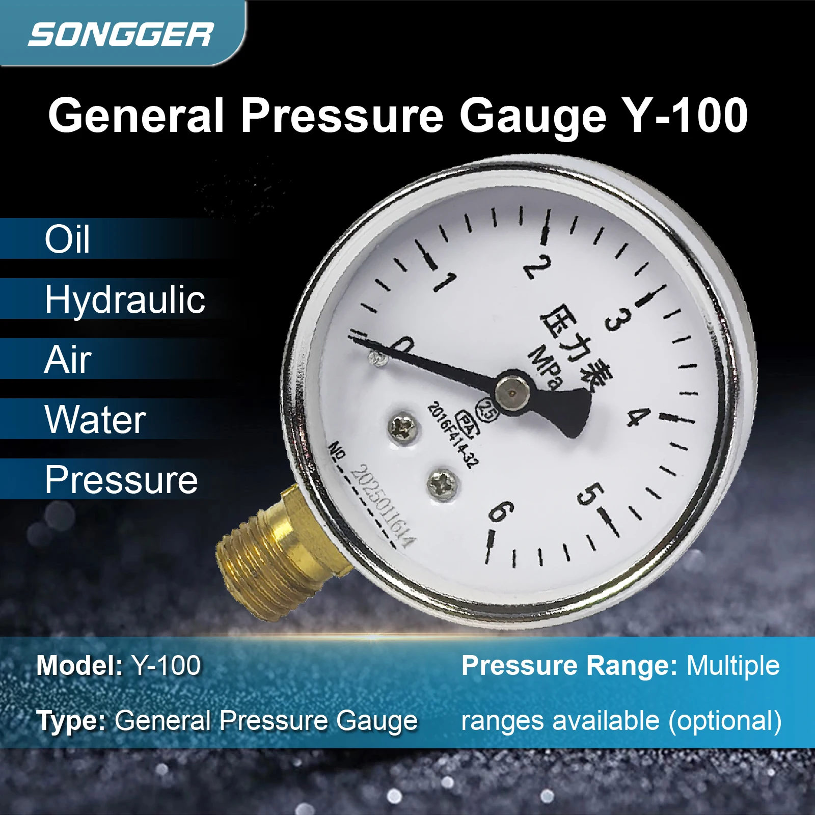 Y-100 Mechanical Pressure Gauge Radial Analog Vacuum Manometer 60MPa G1 ...