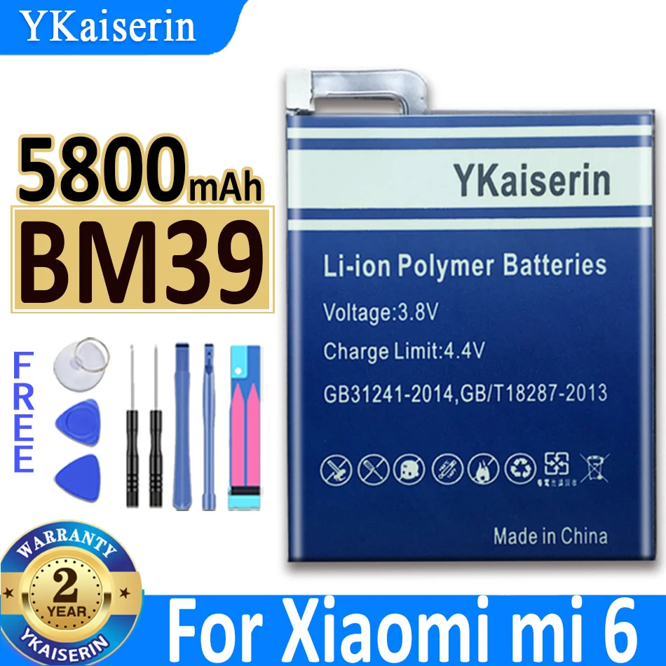 5800mAh YKaiserin Battery BM39 for XiaoMi 6 BM39 Mi6 / For Xiao Mi 6 ...