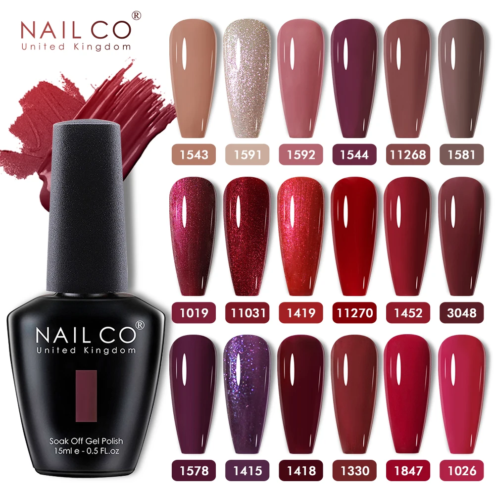 NAILCO 15ml Coffee Red Brown Color Gel Nail Polish Semi permanent UV ...