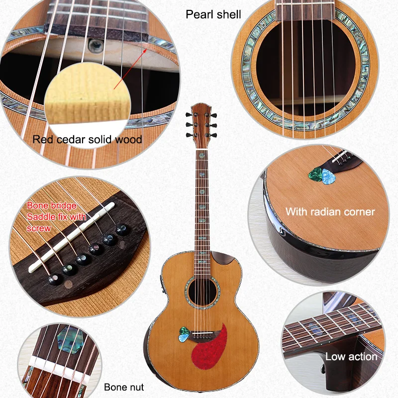 Professional 40inch Acoustic Guitar Electric 6 String High Grade Folk ...