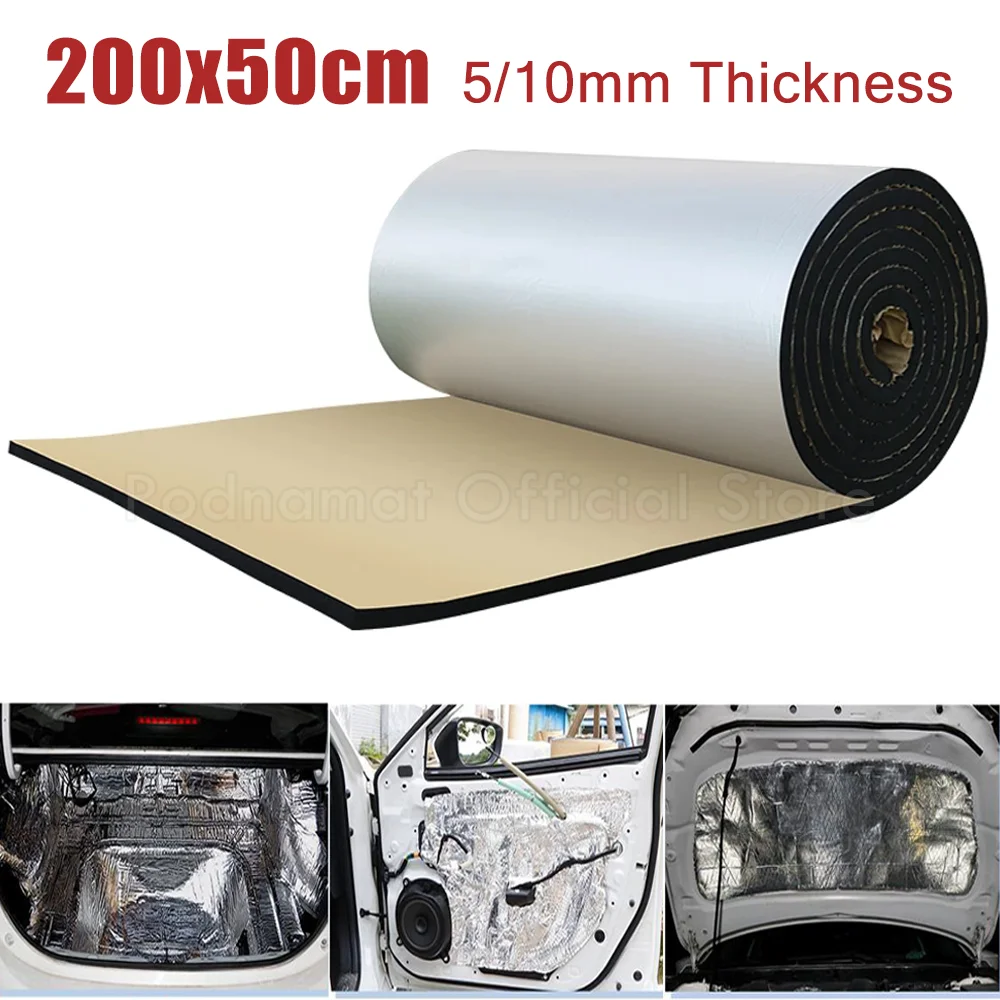 500*2000mm 5/10mm Car Hood Engine Firewall Heat Mat Deadener Sound ...