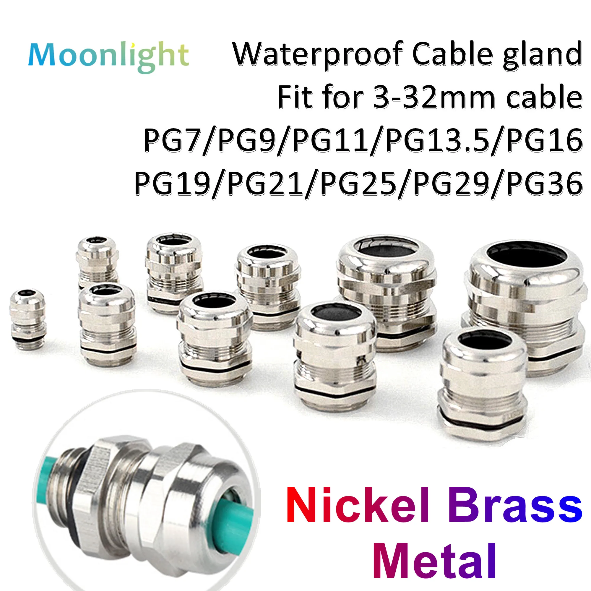 Waterproof-Cable-Gland-Connector-IP68-Nickel-Plated-Brass-Metric-Cable ...