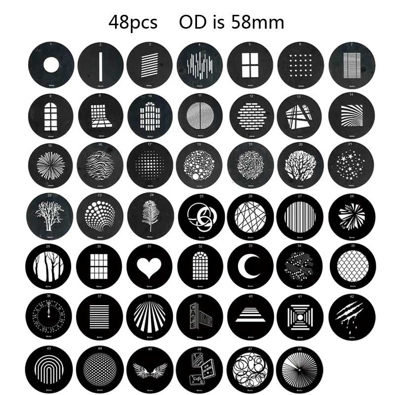 48 Style Gobo optical snoot background shape effect projection film graphic insert for godox ...