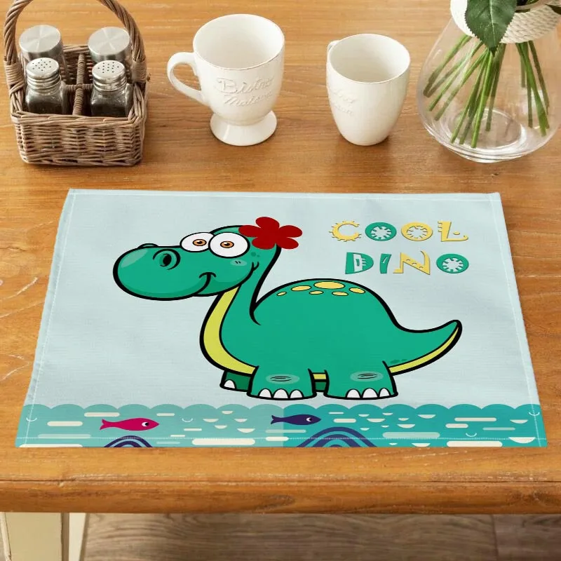 Custom-Cartoon-Dinosaur-Child-Kitchen-Placemat-Dining-Table-Mats-Drink ...