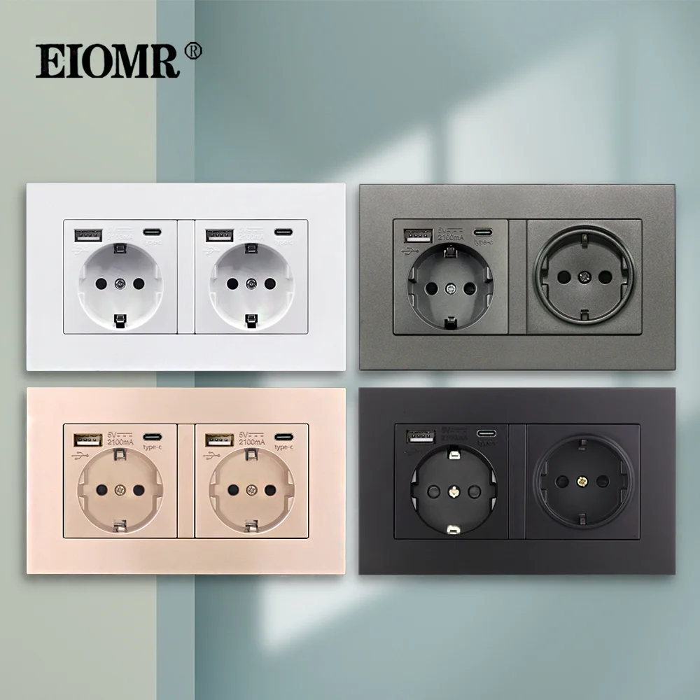 EIOMR-EU-Standard-USB-Socket-with-Type-C-Charging-Port-Outlet-16A-AC ...