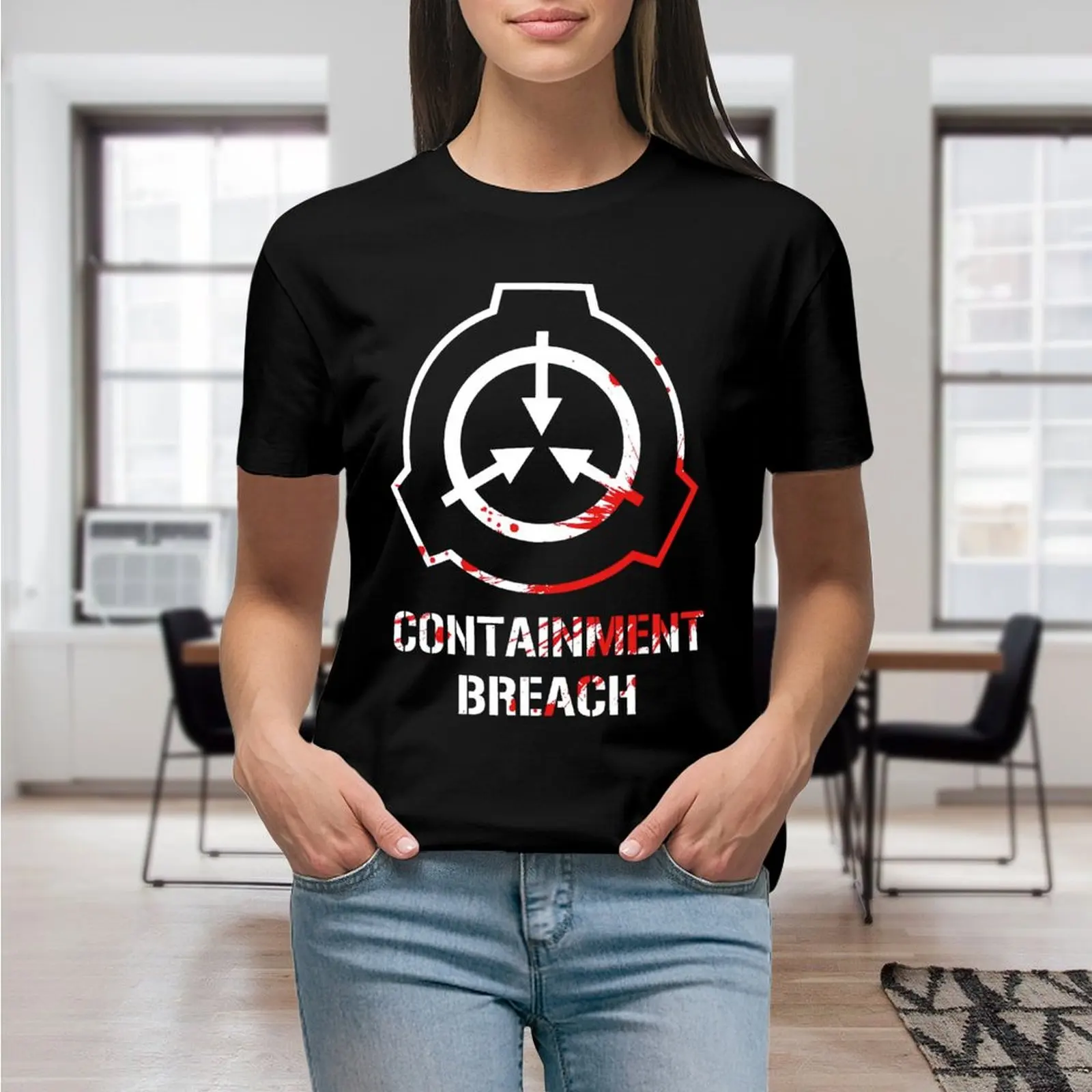 SCP-contention-Bloody-Logo-para-mujer-camiseta-estampada-camisetas-gr ...