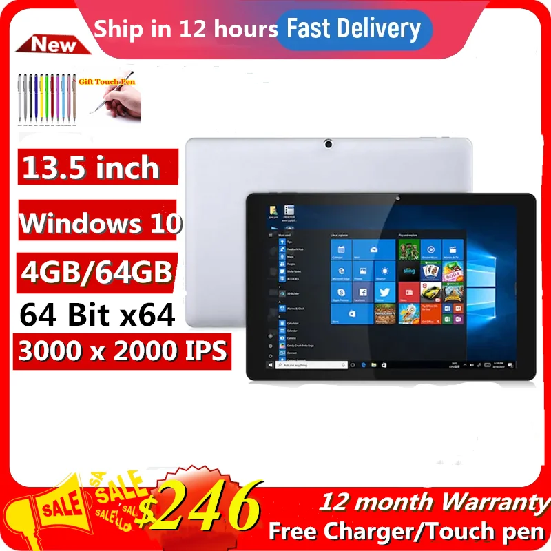 New 13.5 INCH Notebook 4GB+64GB CWI534 Windows 10 N3450 CPU 3000 x 2000 ...