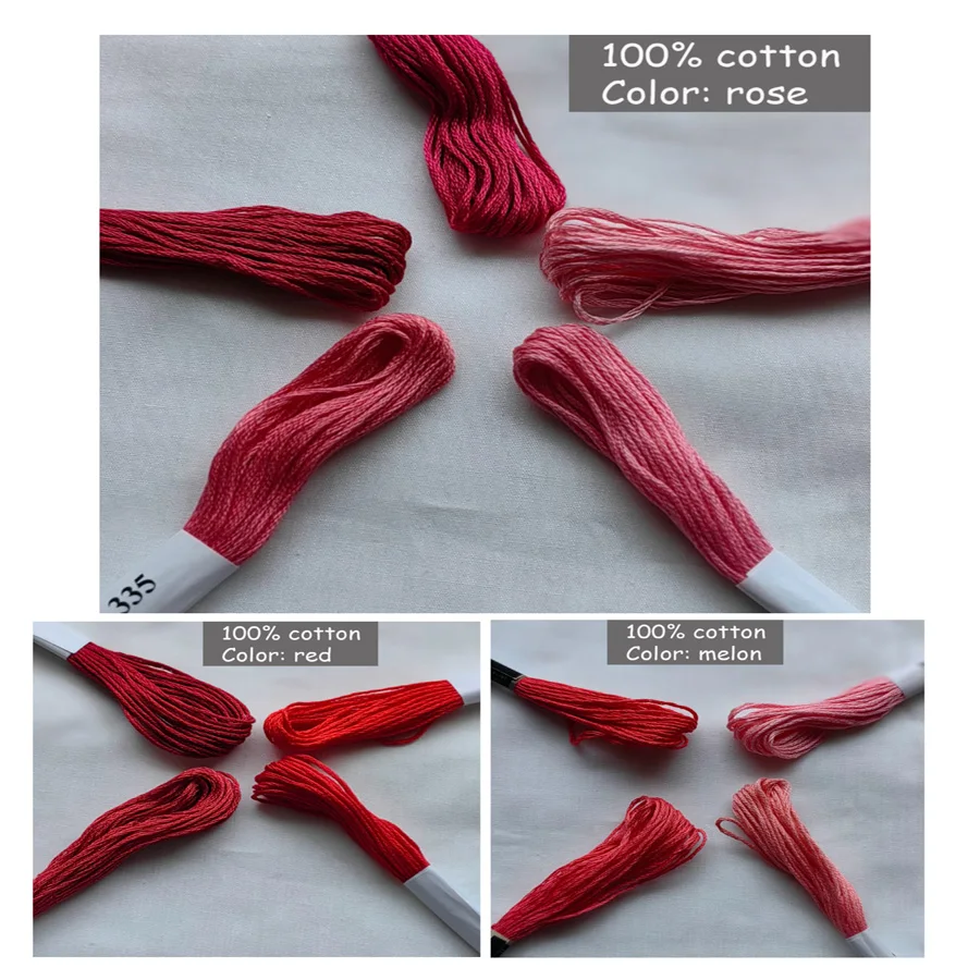 Quality 100% Cotton Cross Stitch Embroidery Thread floss Yarn Red ...
