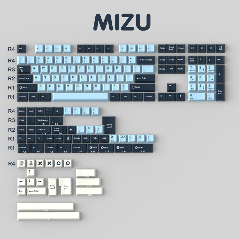 1 Set GMK Mizu Keycaps ABS Double Shot Keycap Cherry Profile Key Caps ...