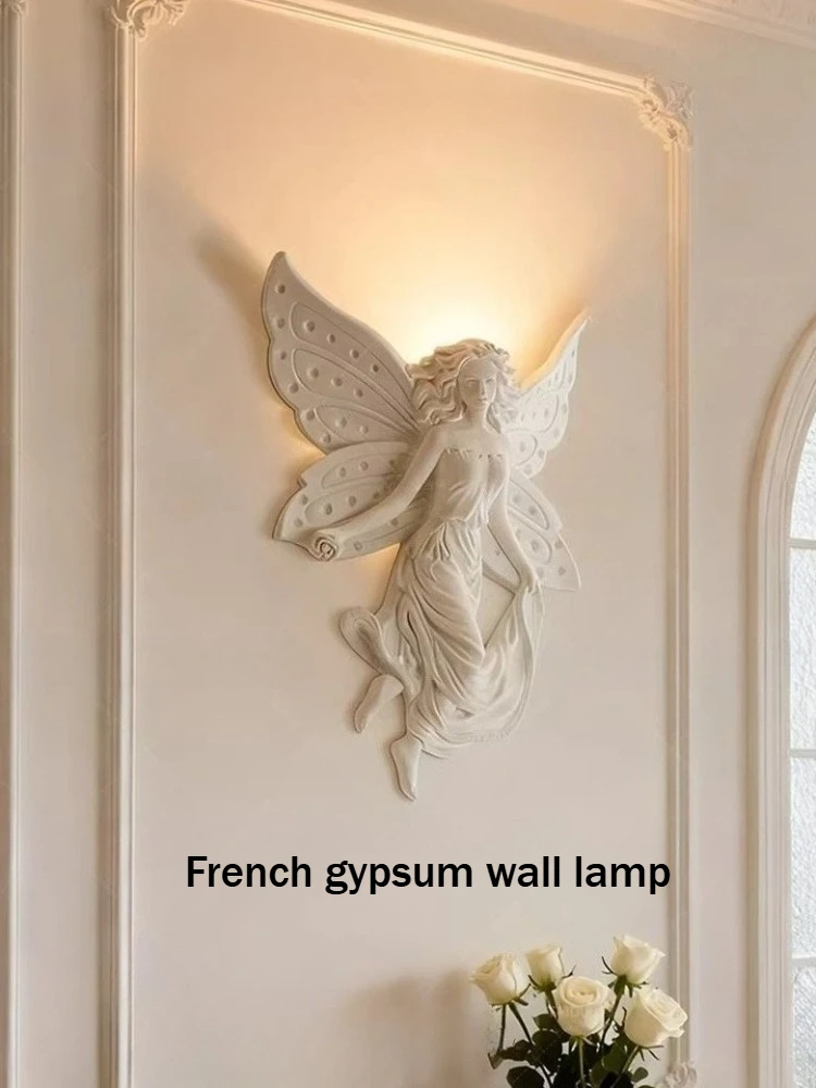 Retro French Gypsum Wall Lamp Angel lamp Designer Art Wall light for ...