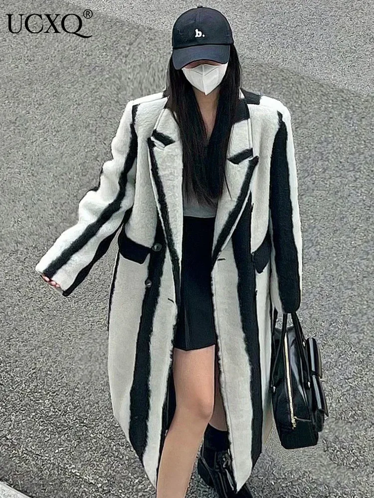 White Coat Black Stripe | Black White Striped Coat | Women White Color ...
