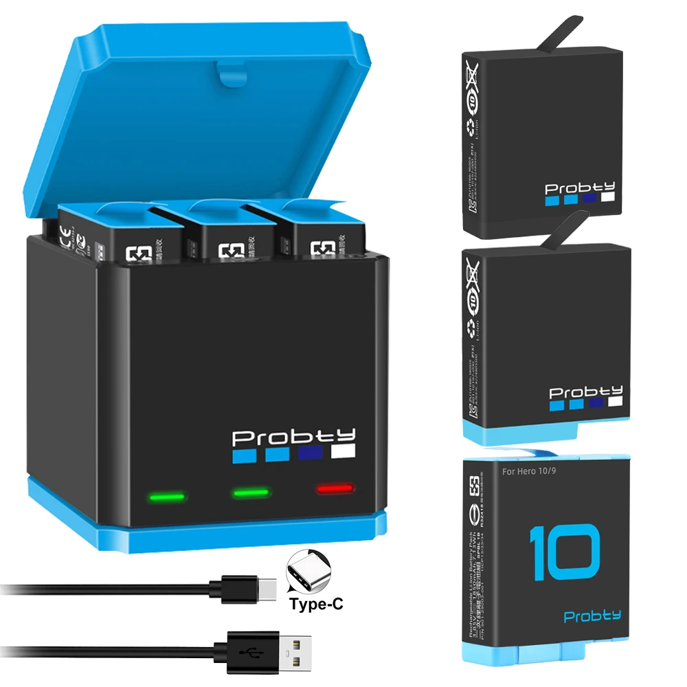 Original Probty Battery Kit For Gopro Hero 10 9 8 7 6 5 Gopro ...