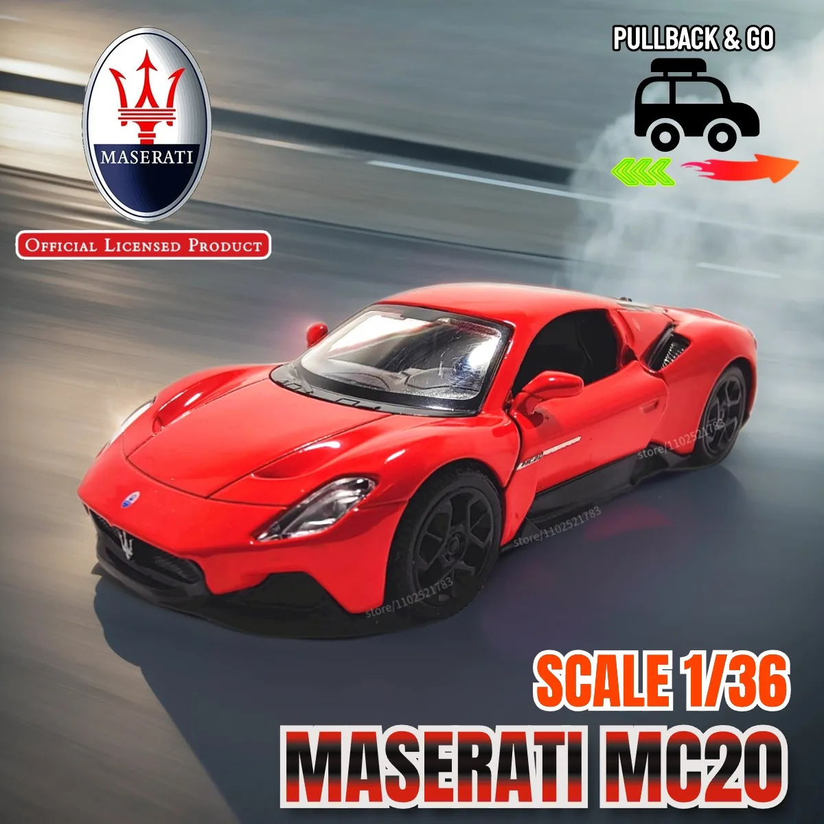 Maserati-Pull-Back-Toy-Car-Modelo-1-36-Escala-Oficial-Alloy-Diecast-Ve ...