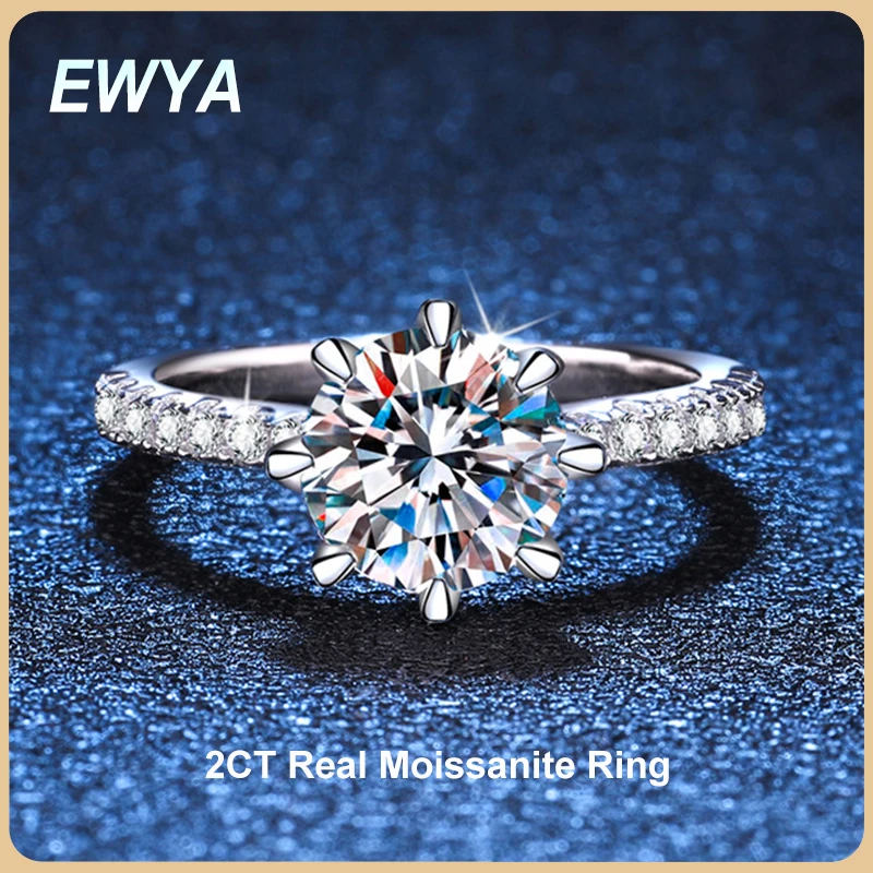 EWYA-GRA-Certified-2CT-Moissanite-Diamond-Ring-for-Women-S925-Sterling ...