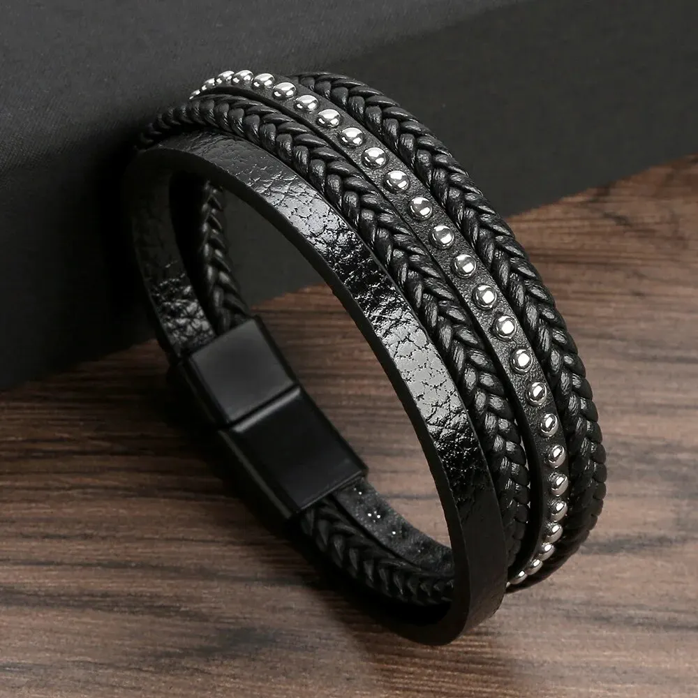 Men-Leather-Stainless-Steel-Simple-Alloy-Hand-Chain-Geometric-Design ...