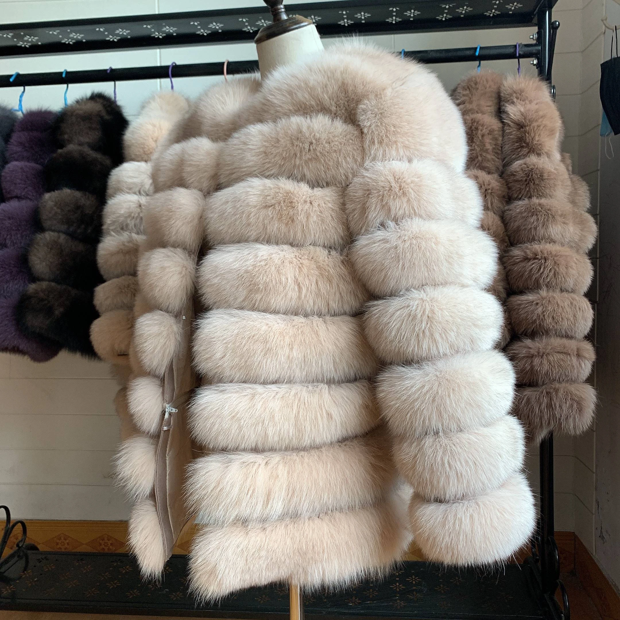 NEW style Length Sleeves 4in1 real fur coats Women Natural Real Fur ...