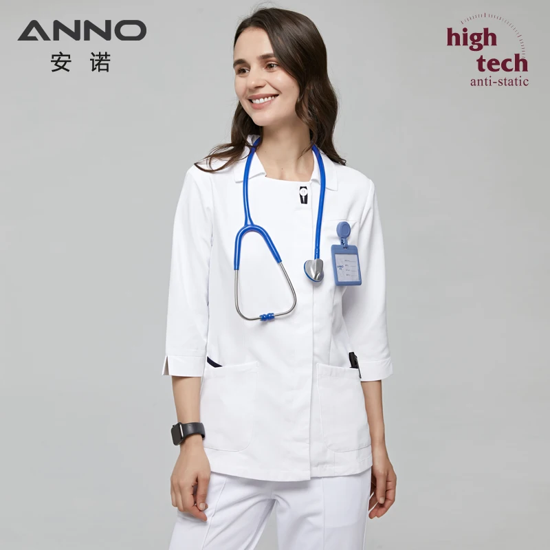 ANNO White Scrubs Set Antibacterial Anti-static with 1% Conductive ...