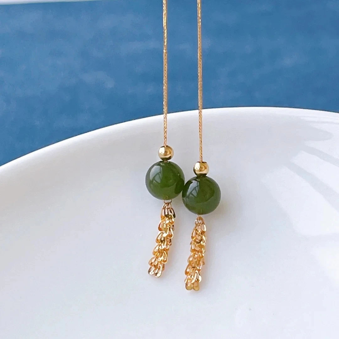 Real-18K-Gold-Phoenix-Tail-Jasper-Earline-Au750-Temperament-Tassel ...