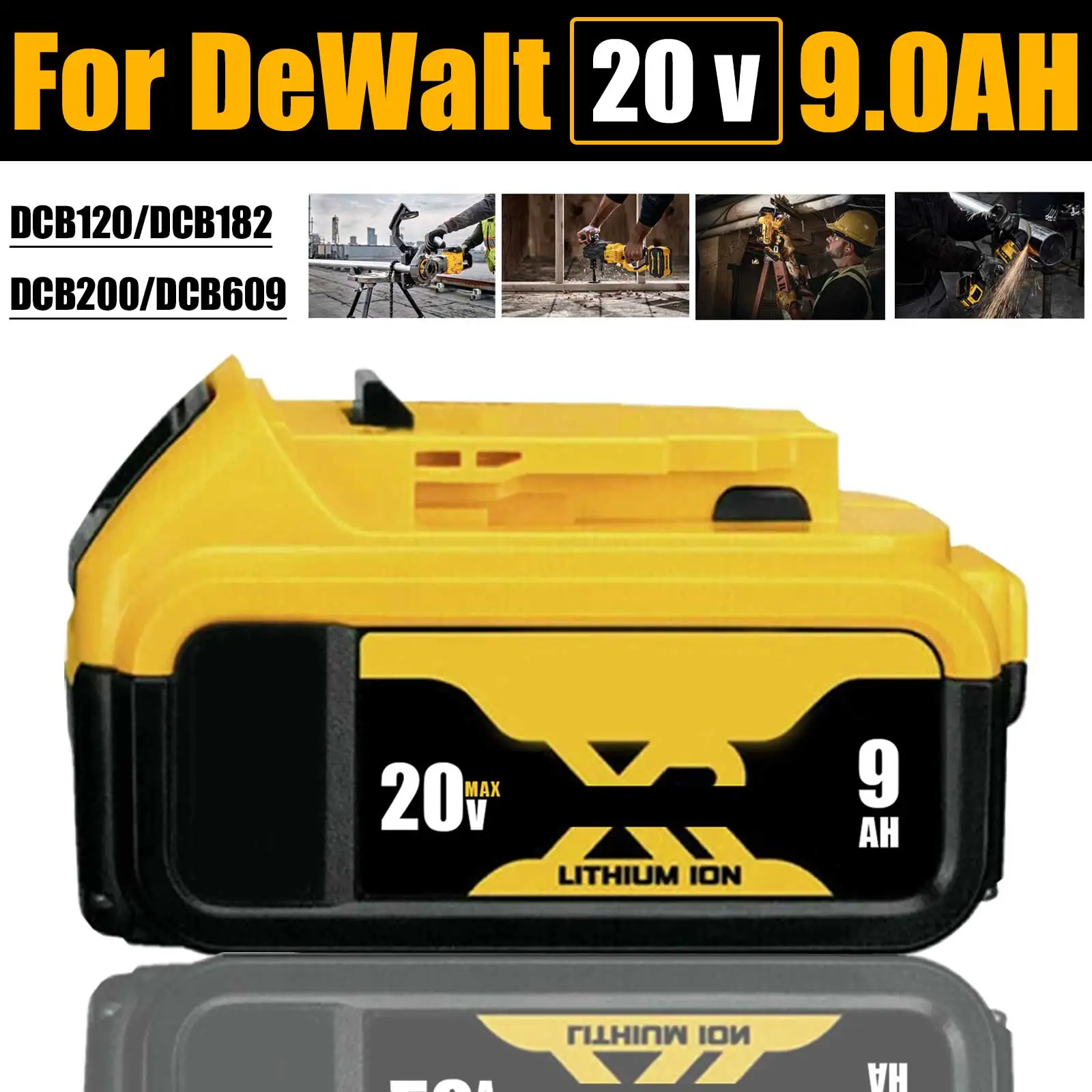 Dewalt DCB200 교체 배터리, Dewalt 20V 공구 DCB120 DCB182 DCB200 DCB609 배터리와 호환 ...