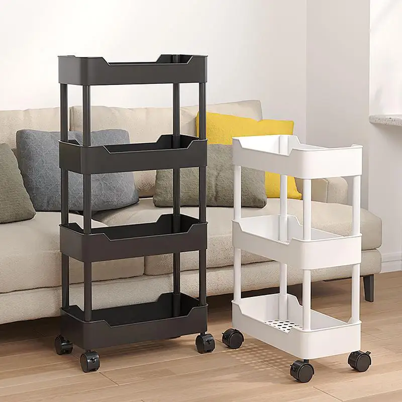 3/4/5 Tier Rolling Utility Cart Storage Shelf Movable Gap Storage Rack ...