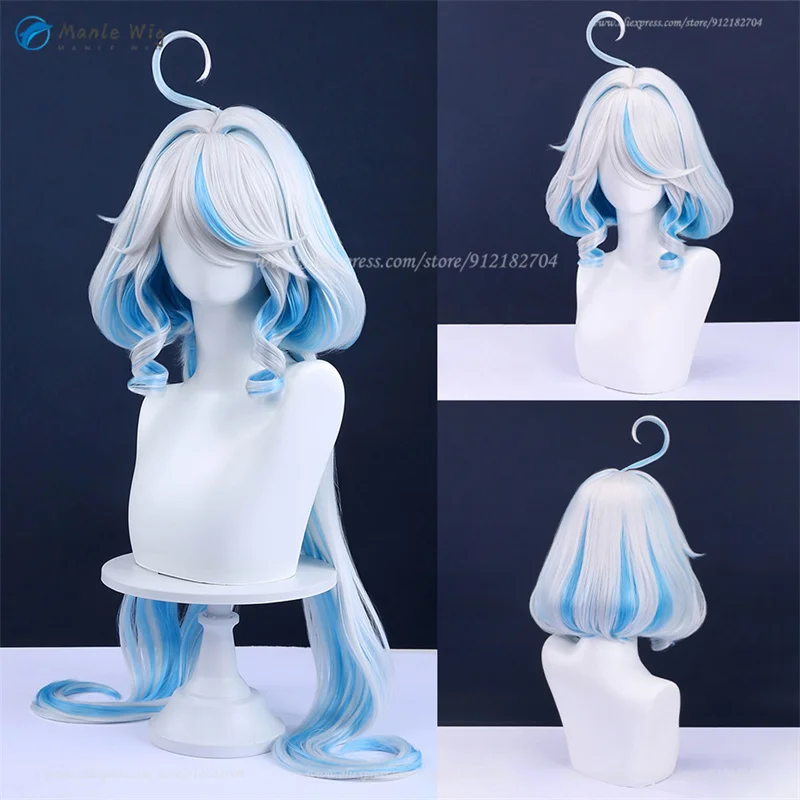 Game-Furina-Cosplay-Wig-Silver-White-Blue-Cruly-100cm-Long-Focalors ...