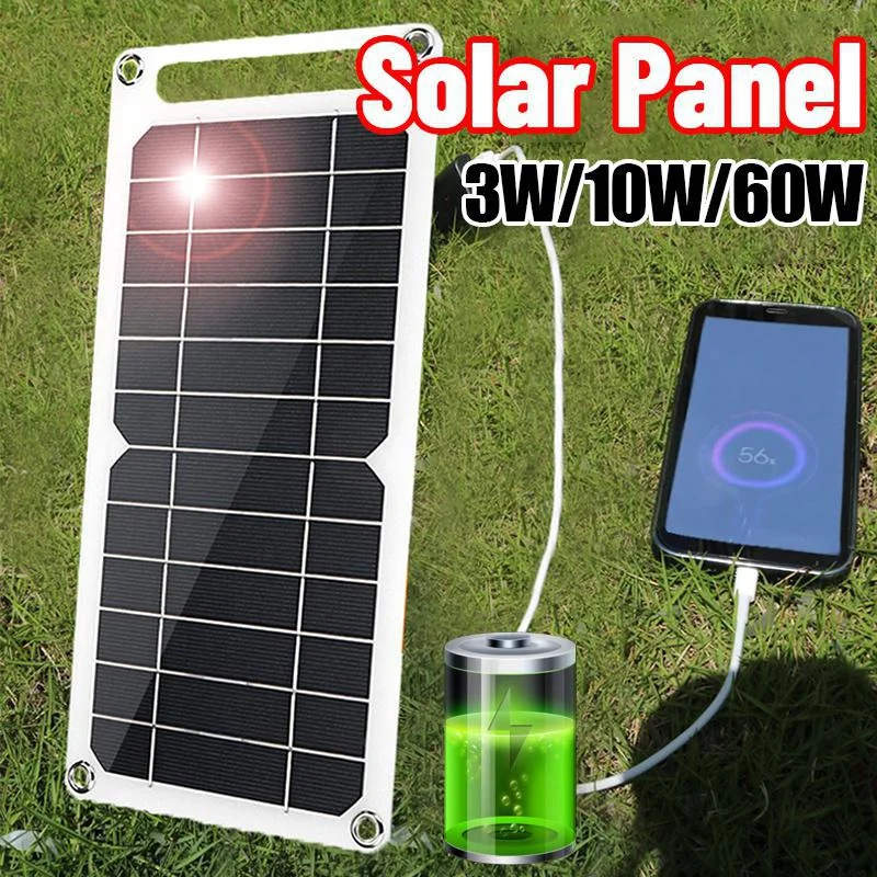 60W-10W-1W-Solar-Panel-USB-Waterproof-Outdoor-Hike-Camping-Portable ...