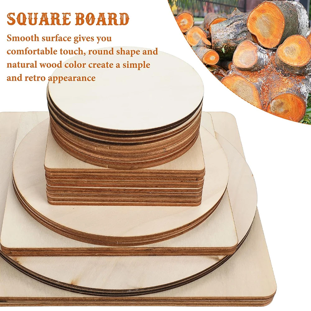 60Pcs-Wooden-Board-Sheet-Square-Round-Model-DIY-Woodwork-Toy-5-15MM-Dia ...