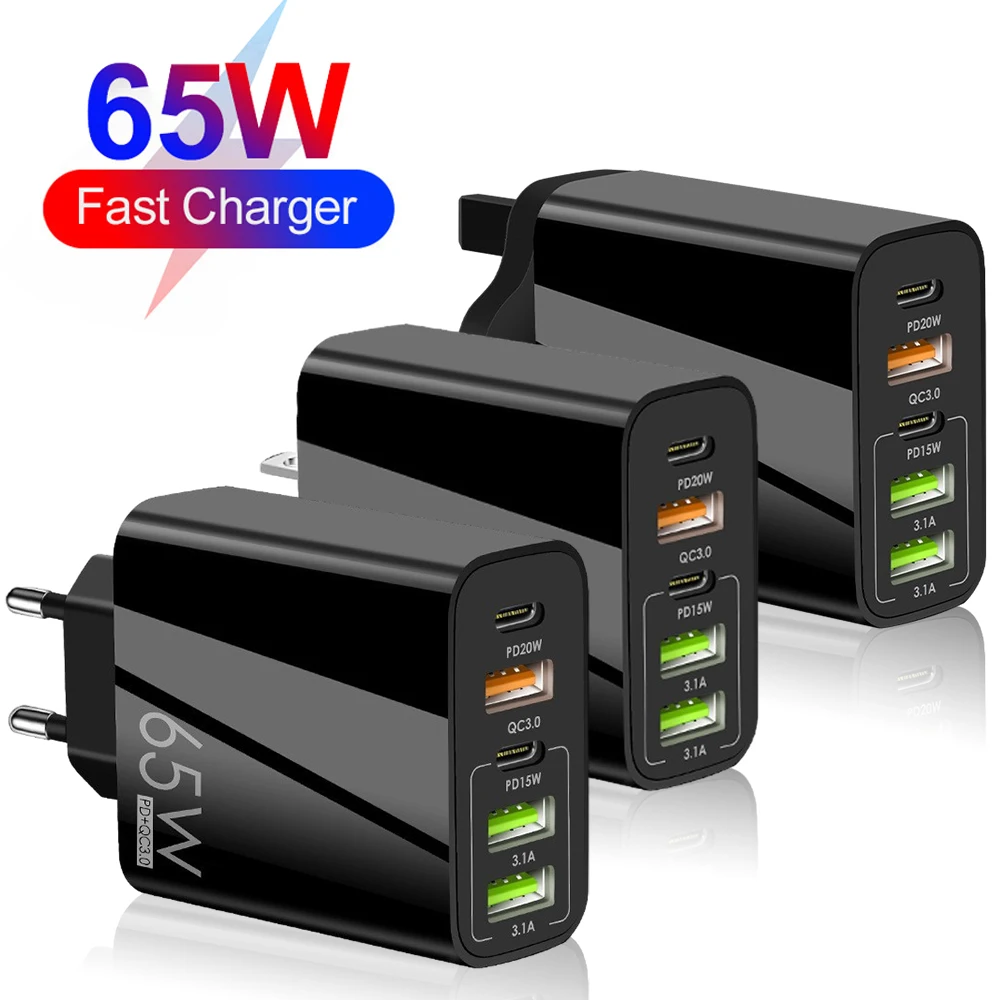 EU-US-UK-Plug-USB-Charger-65W-PD-Quick-Charge-3-0-Phone-Adapter-For ...
