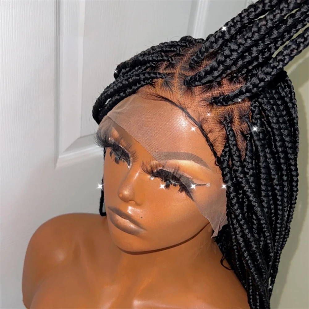 32“long Free Part Glueless Synthetic Full Lace Cornrow Braided Wig Hand ...