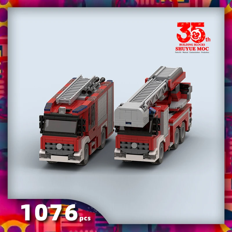 SyMOC City Fire Truck Fire Station Building Blocks Fire Engine Vehicles ...