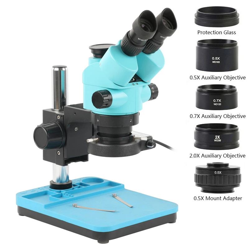 3-5X-7X-45X-90X-Continuous-Zoom-Stereo-Trinocular-Microscope-WF10X-20mm ...