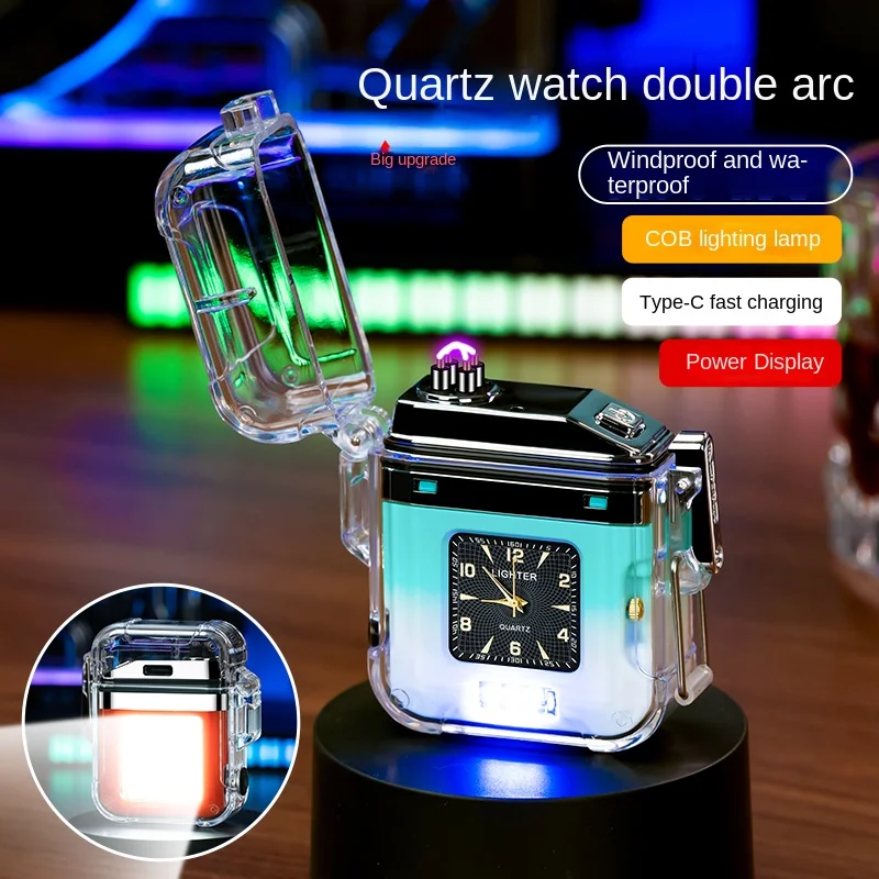Watch-Dual-Arc-Plasma-Waterproof-Lighter-Transparent-Rechargeable-USB ...