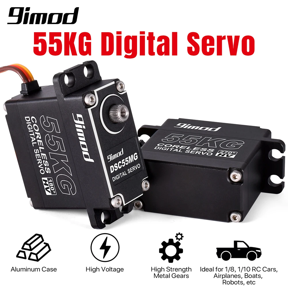 9imod 55kg Waterproof Servo IP67 180/270 Magnetic Sensor High Torque Coreless Digital Servo Full ...