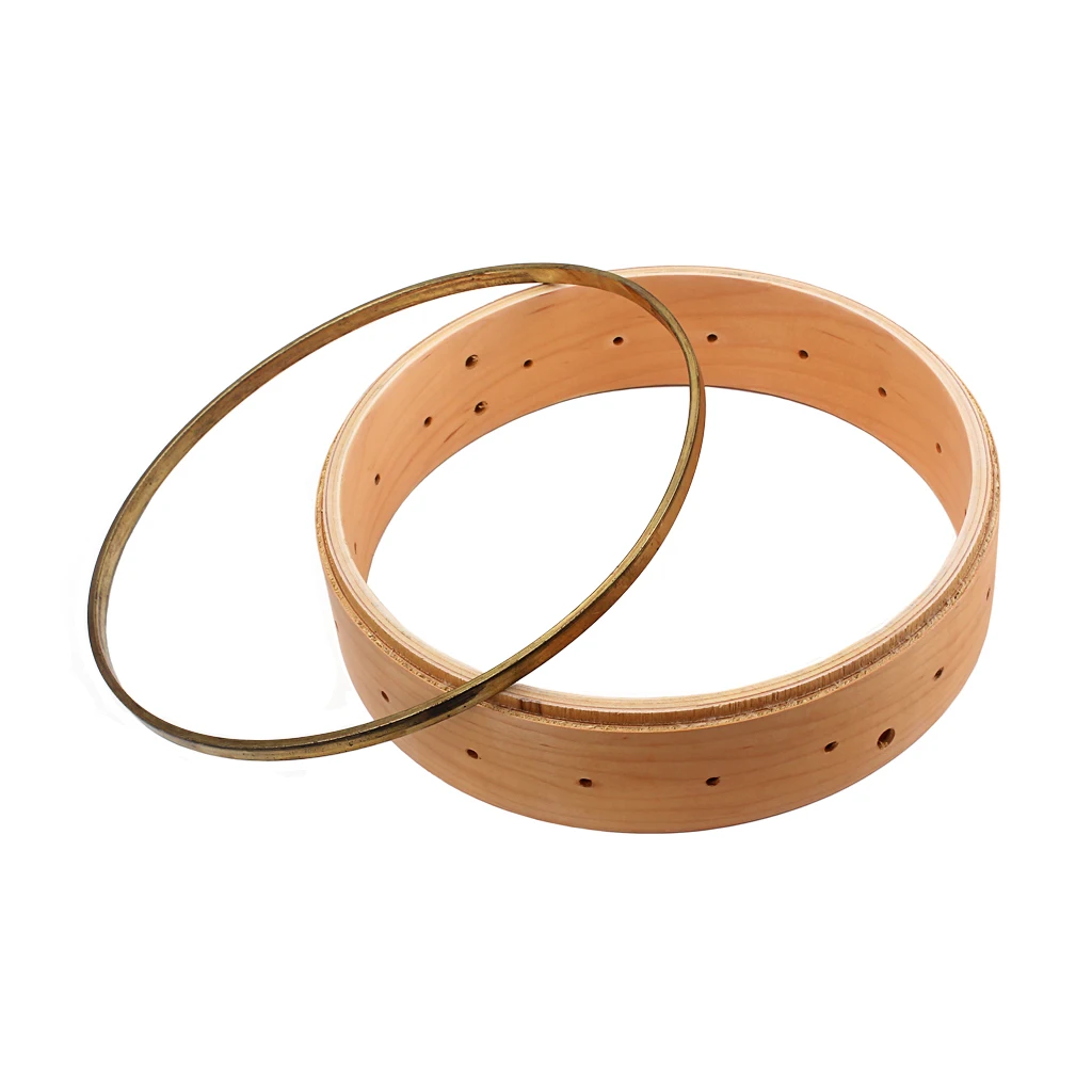 1 Set Wooden Banjo Rim and Brass Banjo Oblate Tension Banjo Parts ...